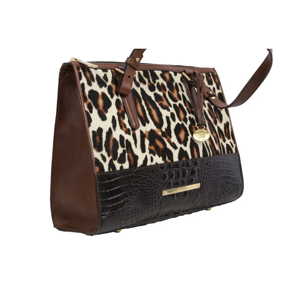 Brahmin | Bags | Brahmin Asher Leopard Print Calf Hair Dark Brown Croco ...